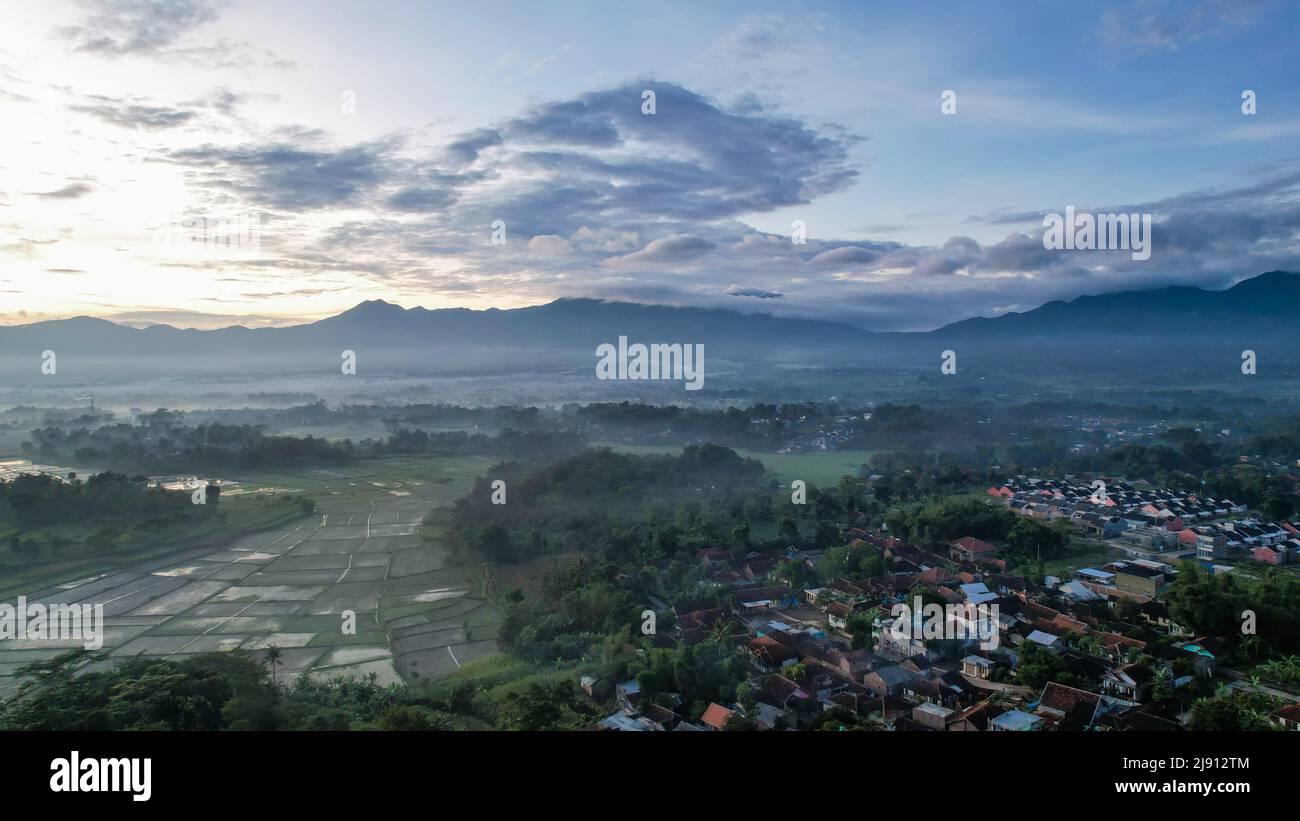 Aerial view of Situ Bagendit is a famous tourist spot in Garut with ...