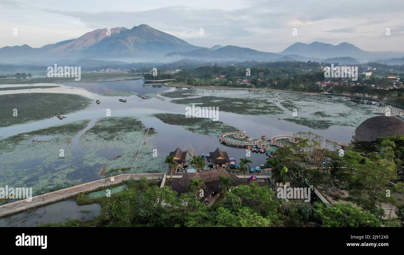 Aerial view of Situ Bagendit is a famous tourist spot in Garut with ...