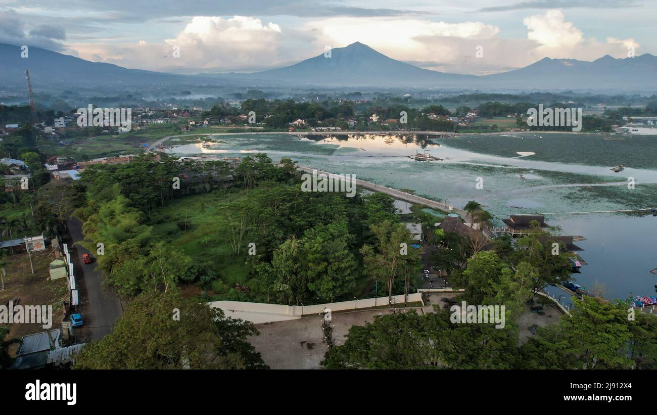 Aerial view of Situ Bagendit is a famous tourist spot in Garut with ...