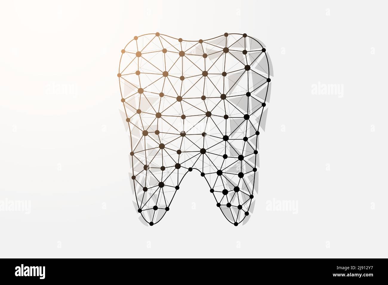 Tooth 3d low poly symbol with connected dots. Dentistry service, dental ...