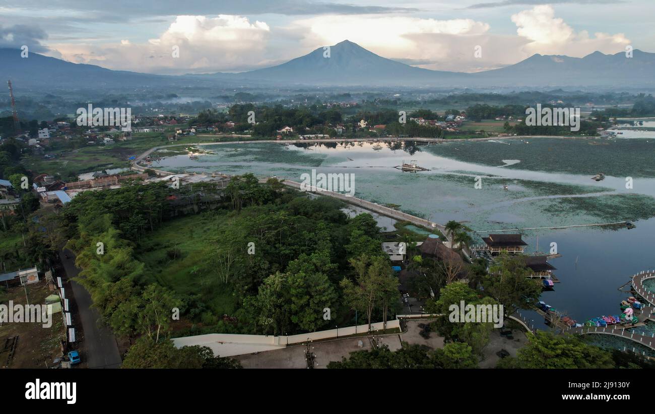 Aerial view of Situ Bagendit is a famous tourist spot in Garut with ...