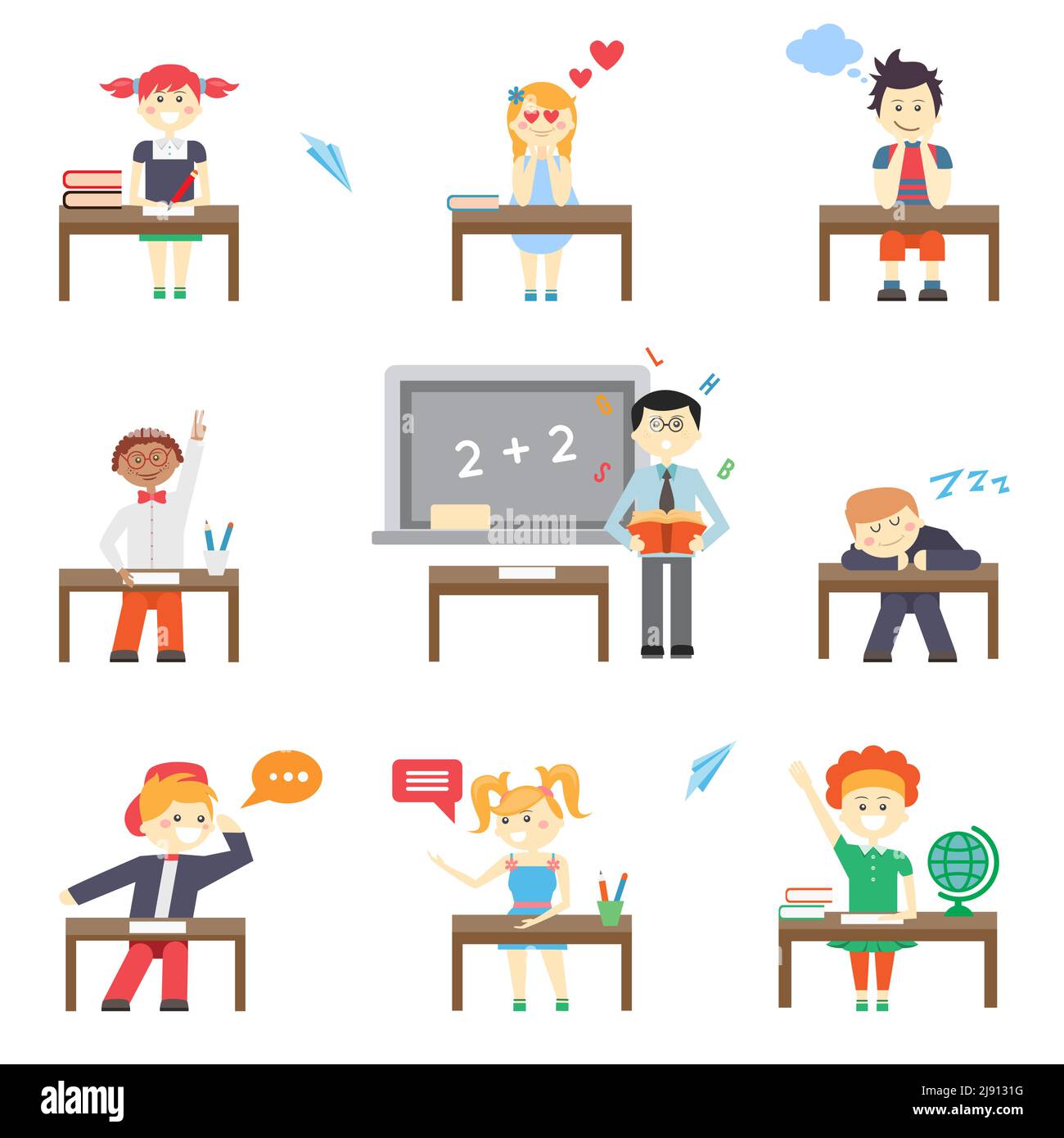 School education desks Stock Vector Images - Alamy