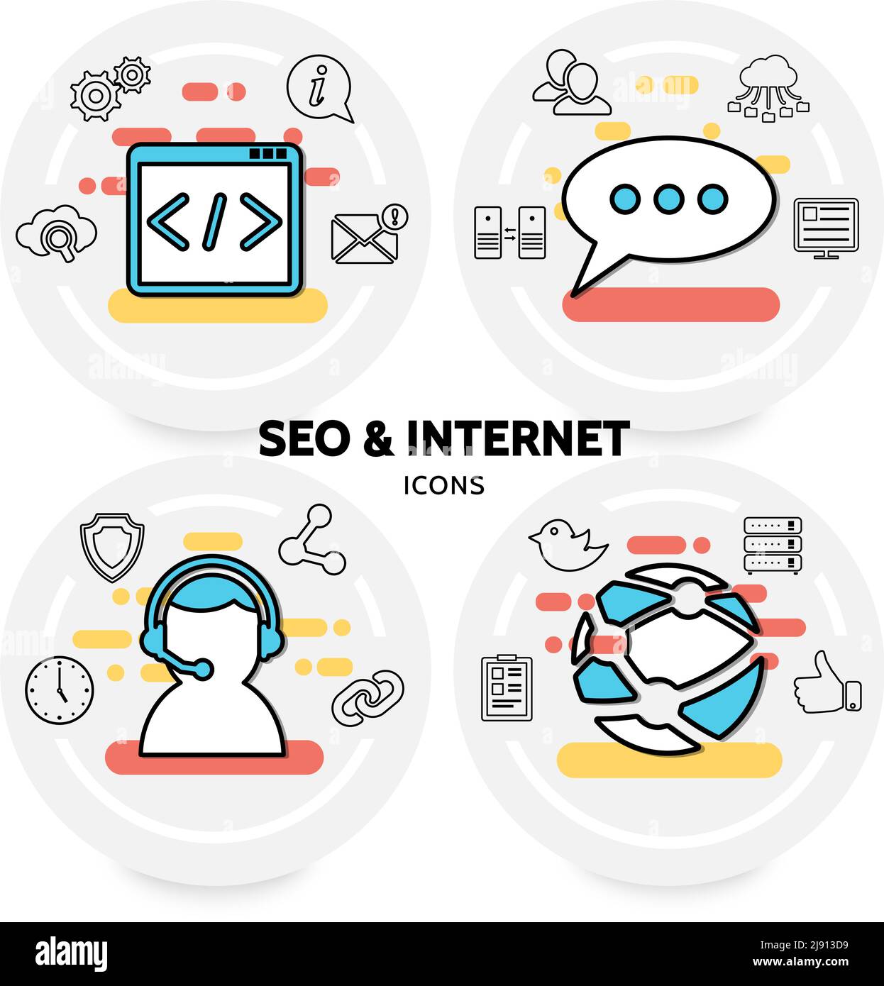 Seo and internet concept with web navigation gears message cloud ...