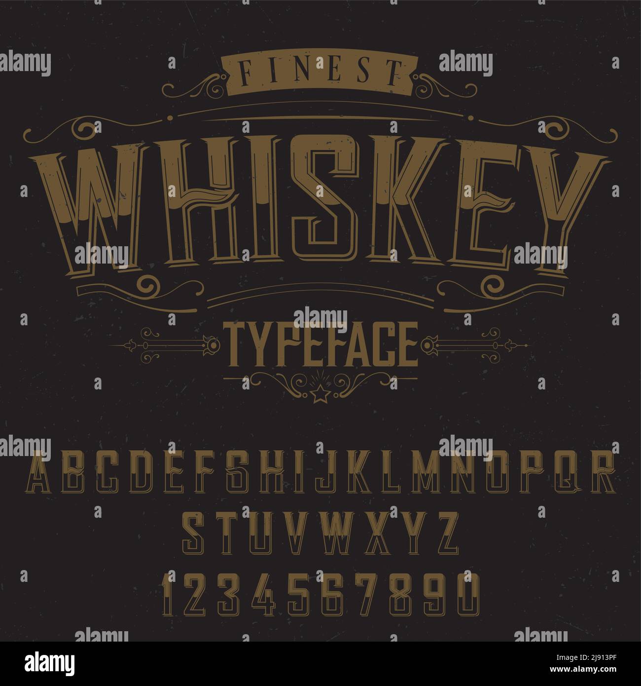 Finest Whiskey Typeface Poster with decoration on black background ...