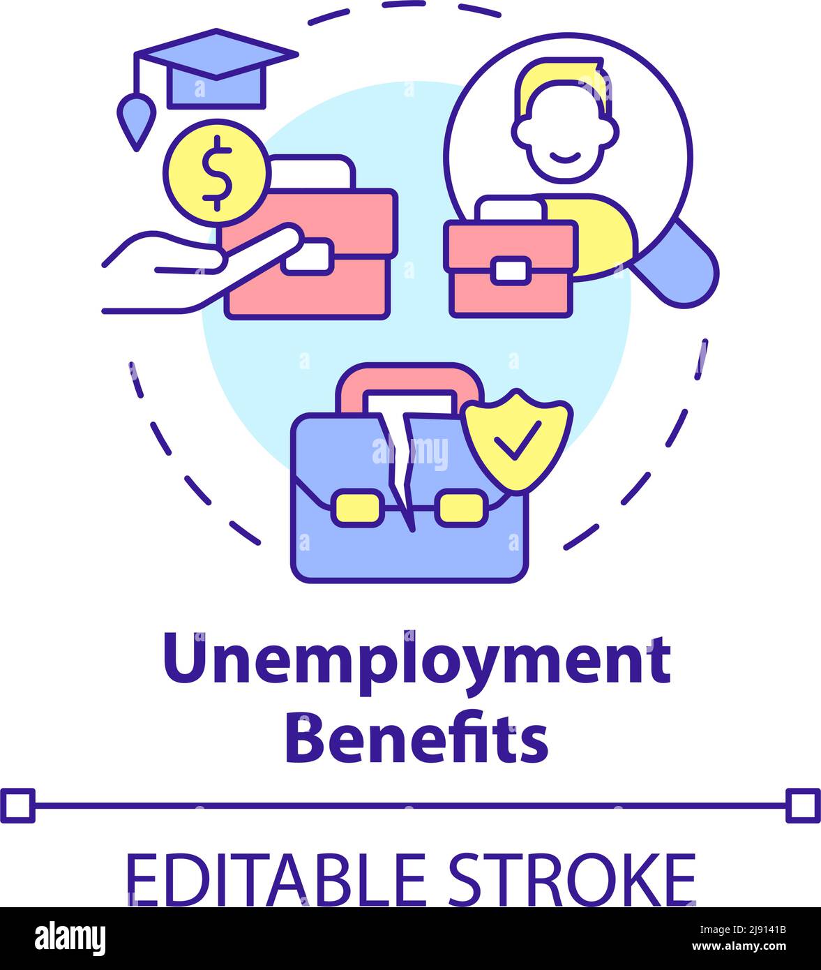 Unemployment benefits concept icon Stock Vector Image & Art - Alamy