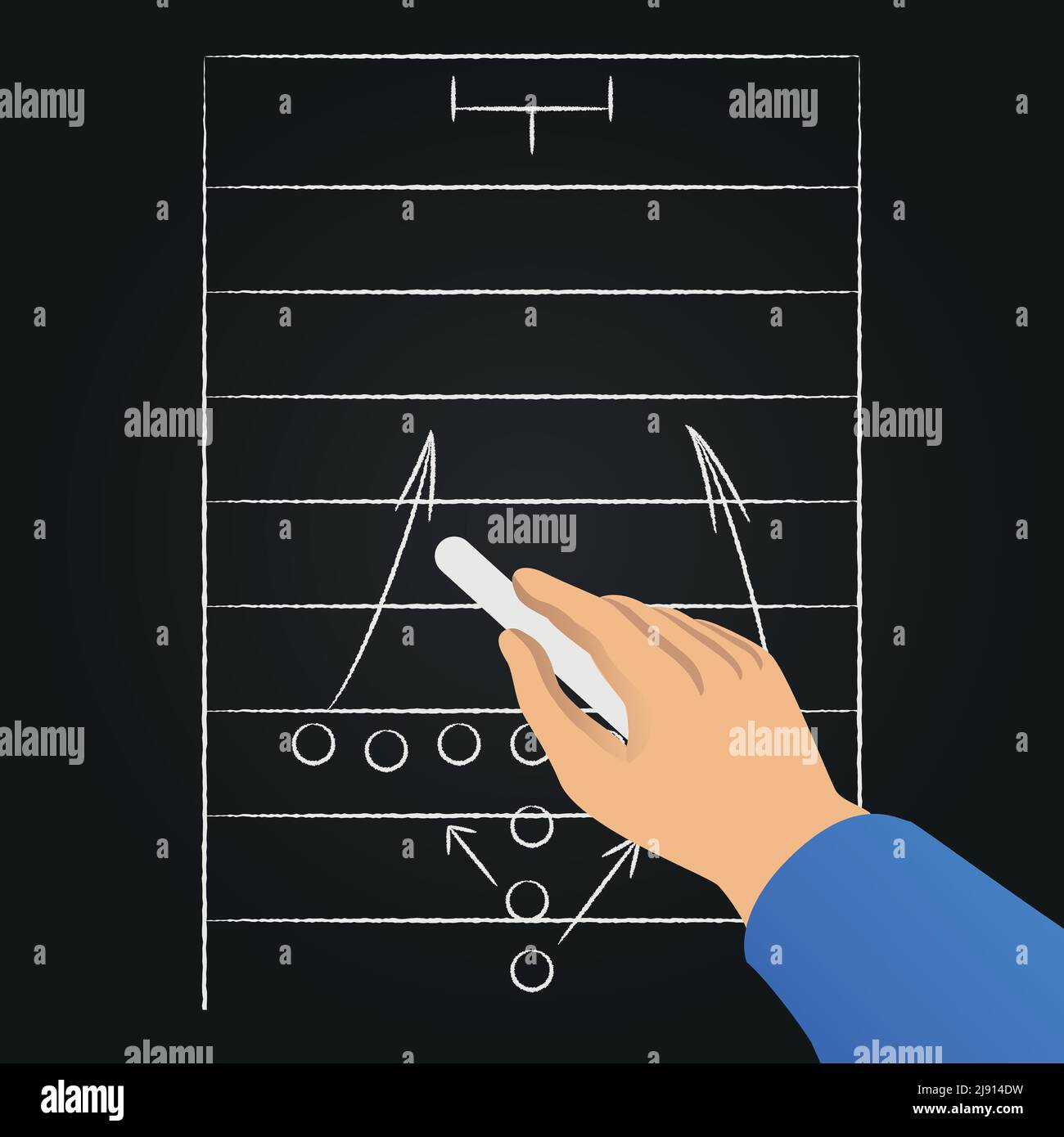 Hand drawing soccer game strategy. Sport and training, team tactic ...