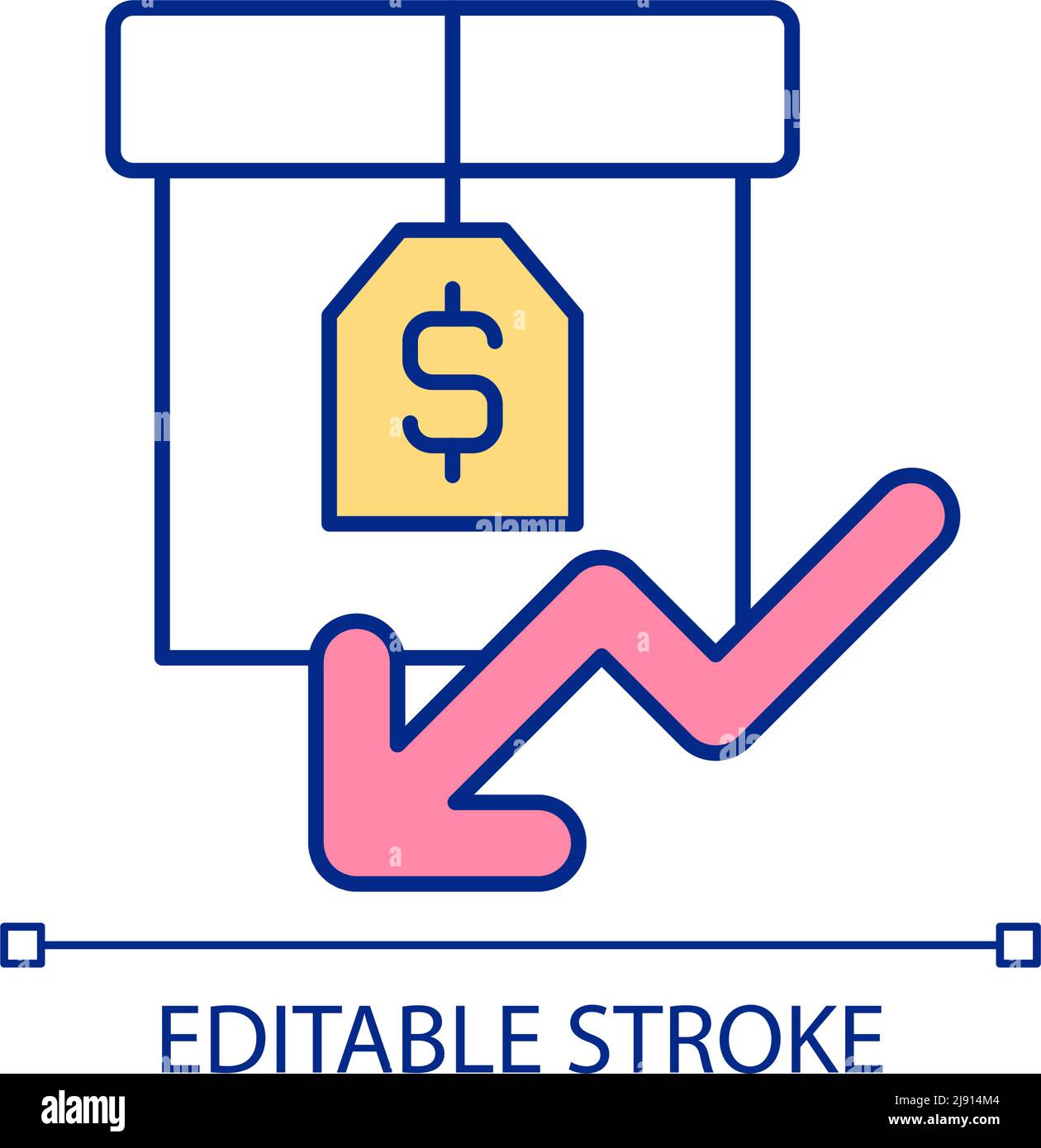 Reducing cost of product RGB color icon Stock Vector Image & Art - Alamy