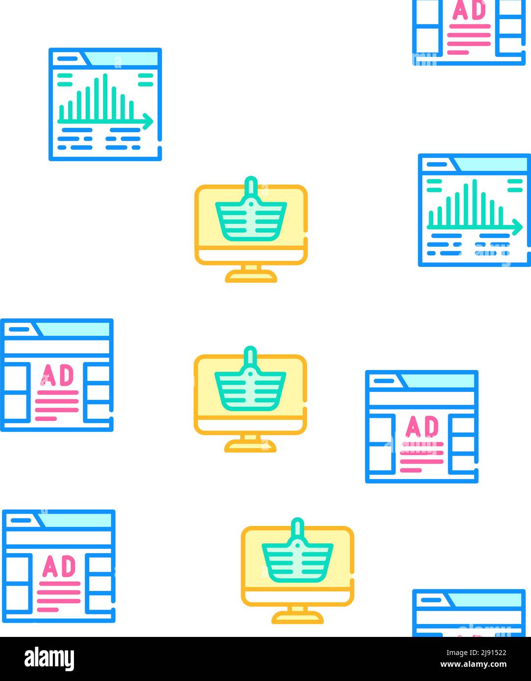 Digital Marketing Collection Icons Set Vector Illustrations Stock ...