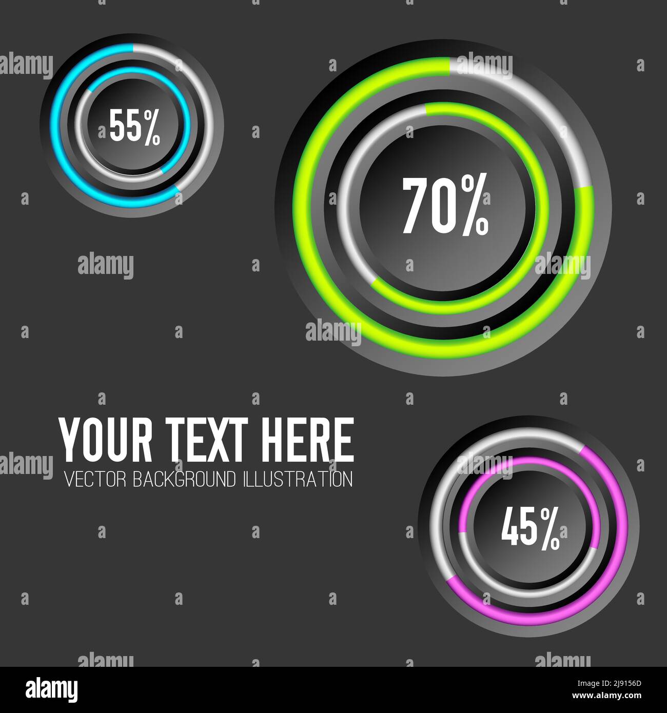 Business infographic template with three circles colorful rings and ...