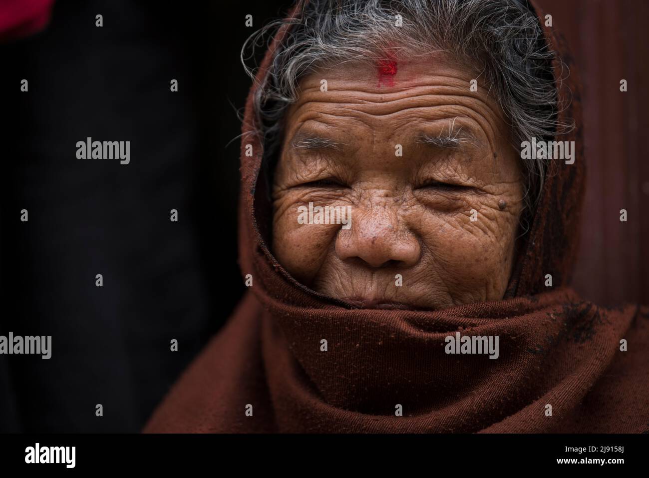 Kathmandu, Nepal- April 20,2019 : Portrait of older Nepalese in Patan ...