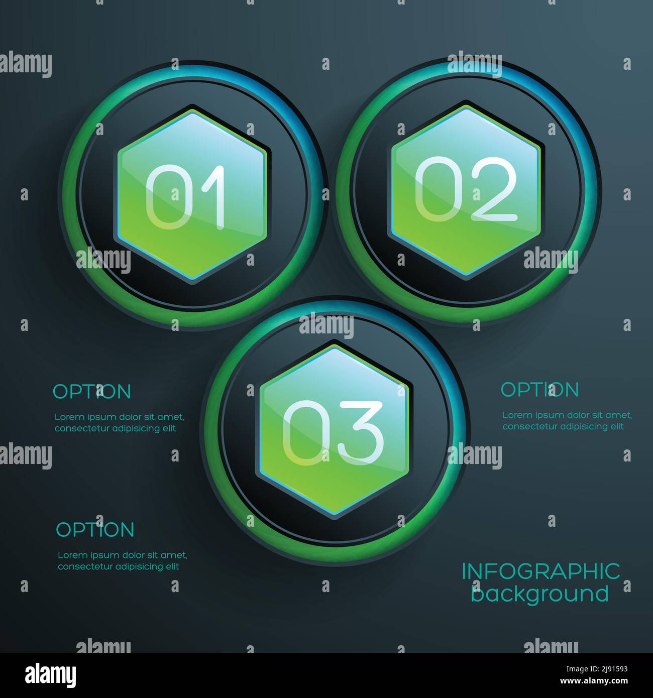 Business infographic template with three colorful hexagonal web ...