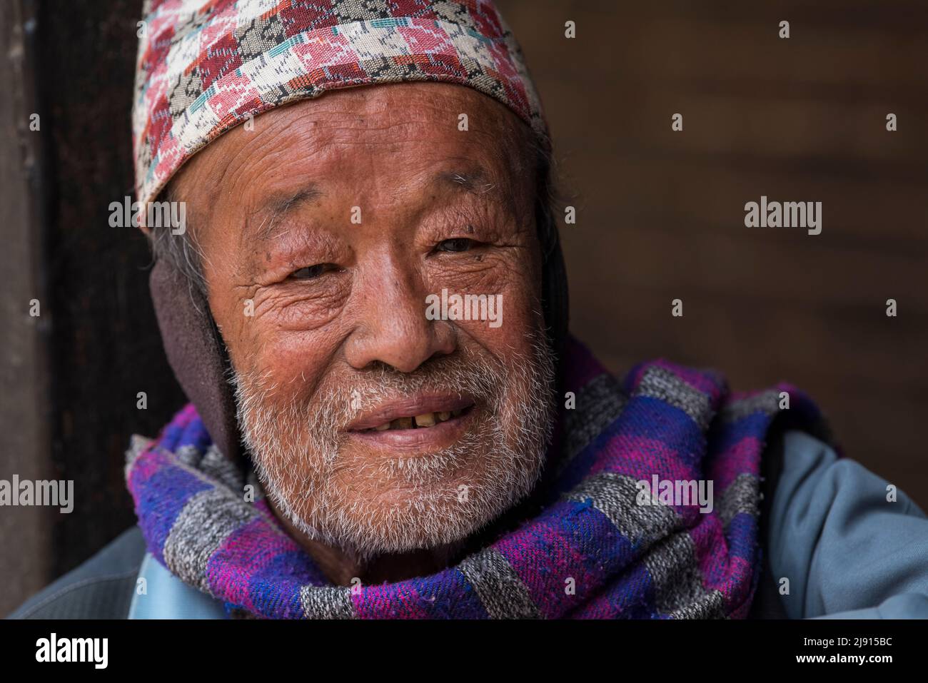 Kathmandu, Nepal- April 20,2019 : Portrait of older Nepalese in Patan ...