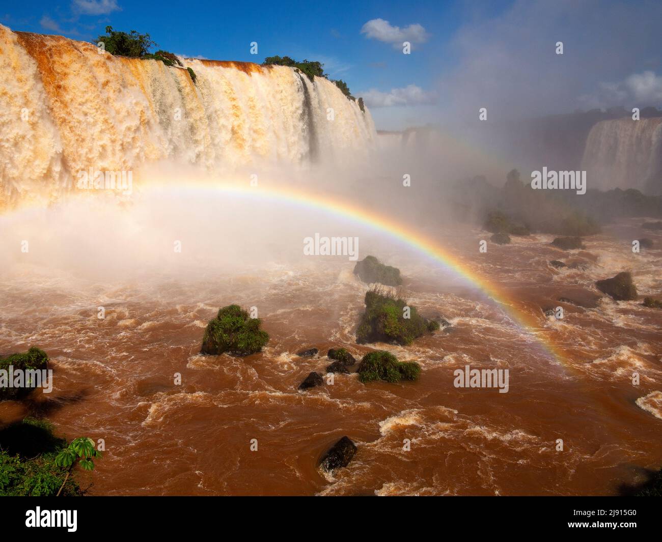 Rainbow at Iguazu Falls, one of the biggest falls in the world, Paraná ...