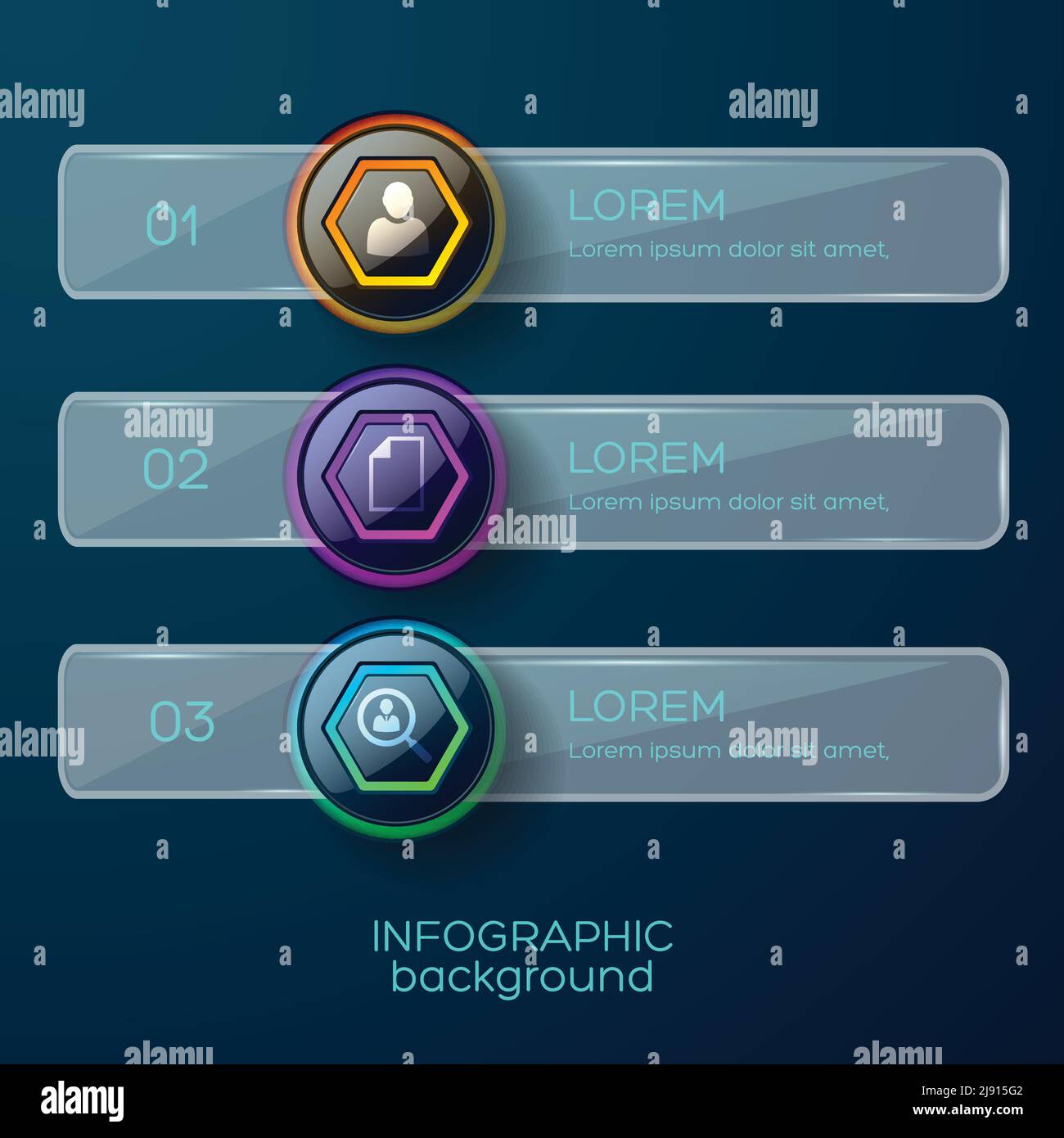 Infographic background concept with three numerical glossy frames with ...