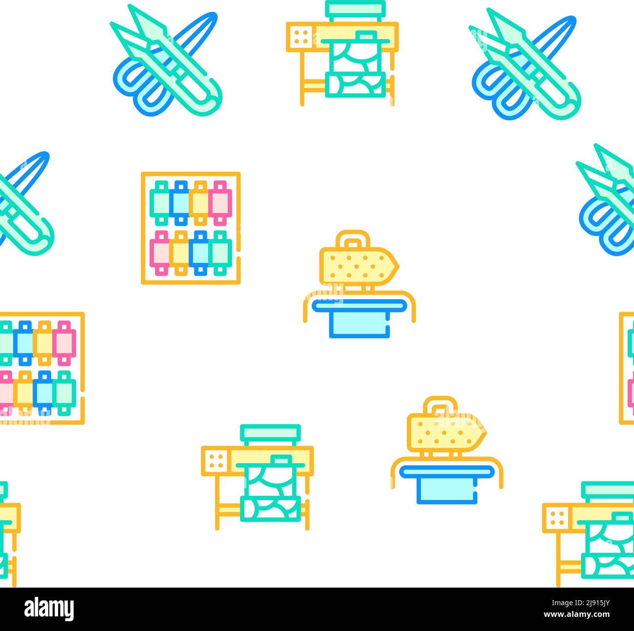 Sewing Craft Studio Collection Icons Set Vector Stock Vector Image ...