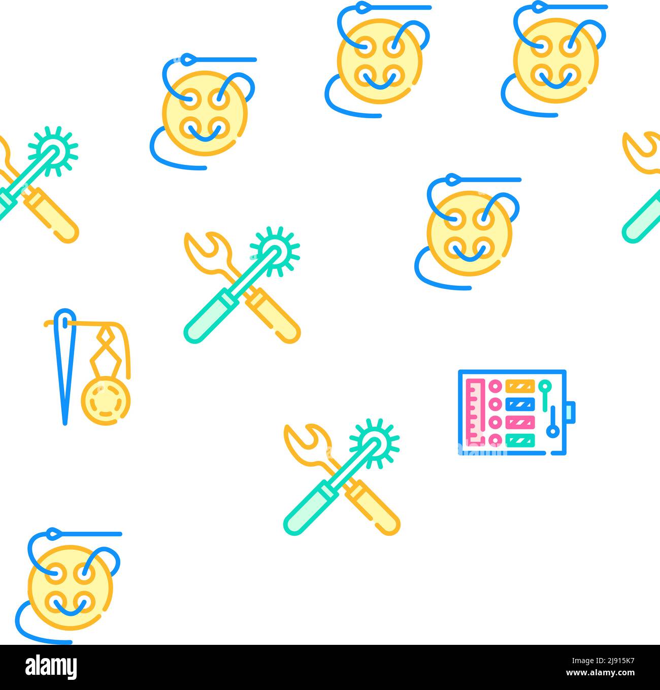 Sewing Craft Studio Collection Icons Set Vector Stock Vector Image ...