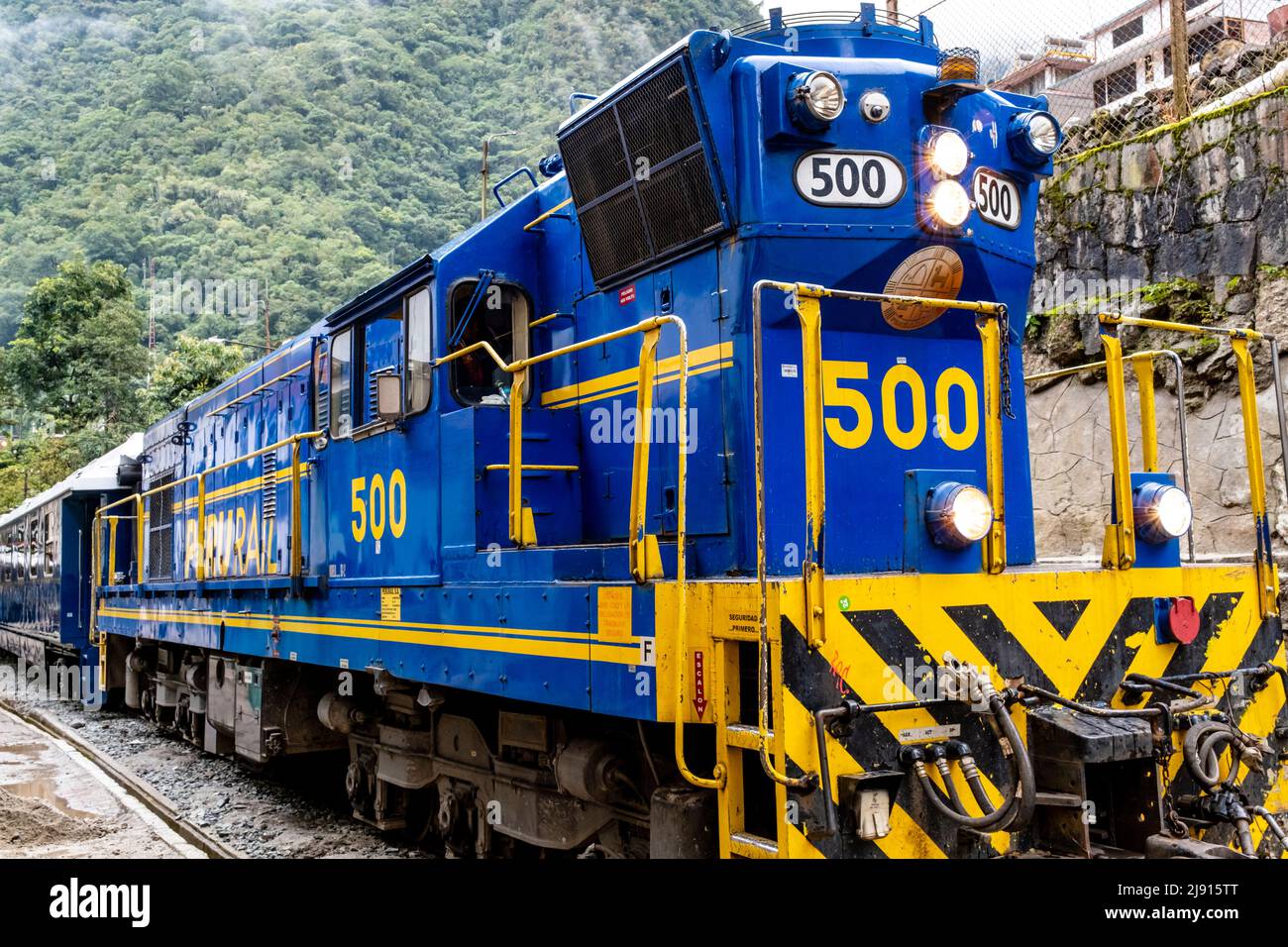 A Perurail Train at Aguas Calientes Station, Machupicchu Pueblo, Cusco ...