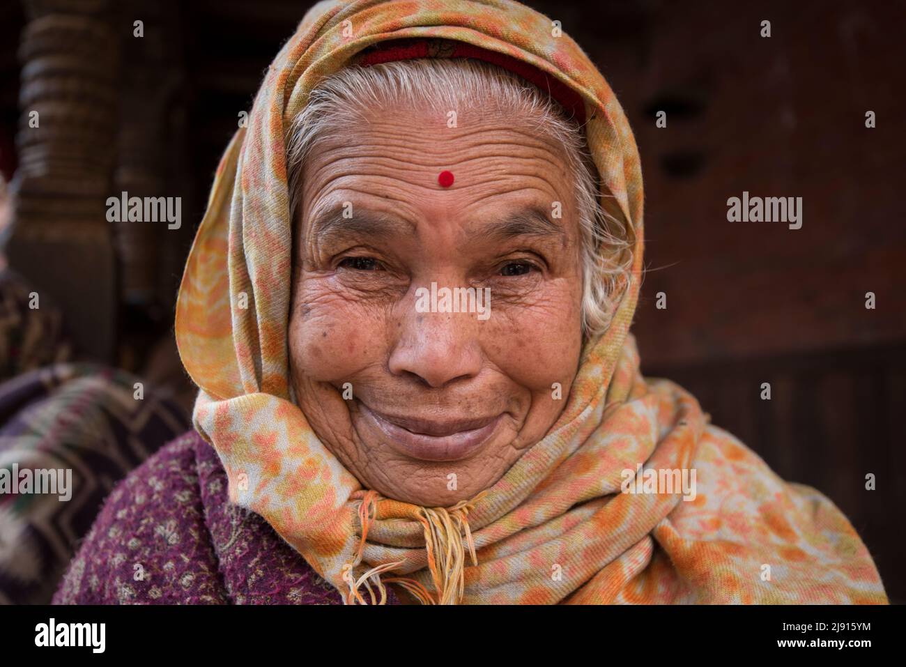 Kathmandu, Nepal- April 20,2019 : Portrait of older Nepalese in Patan ...
