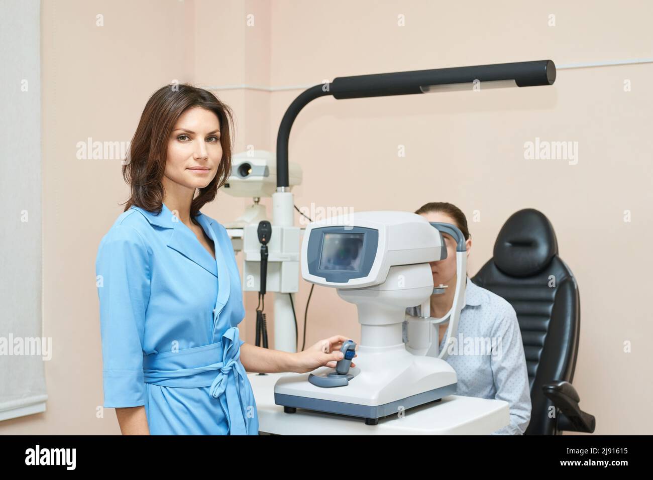 ophthalmologist medical patient. Eye clinic treatment. Hospital optics ...