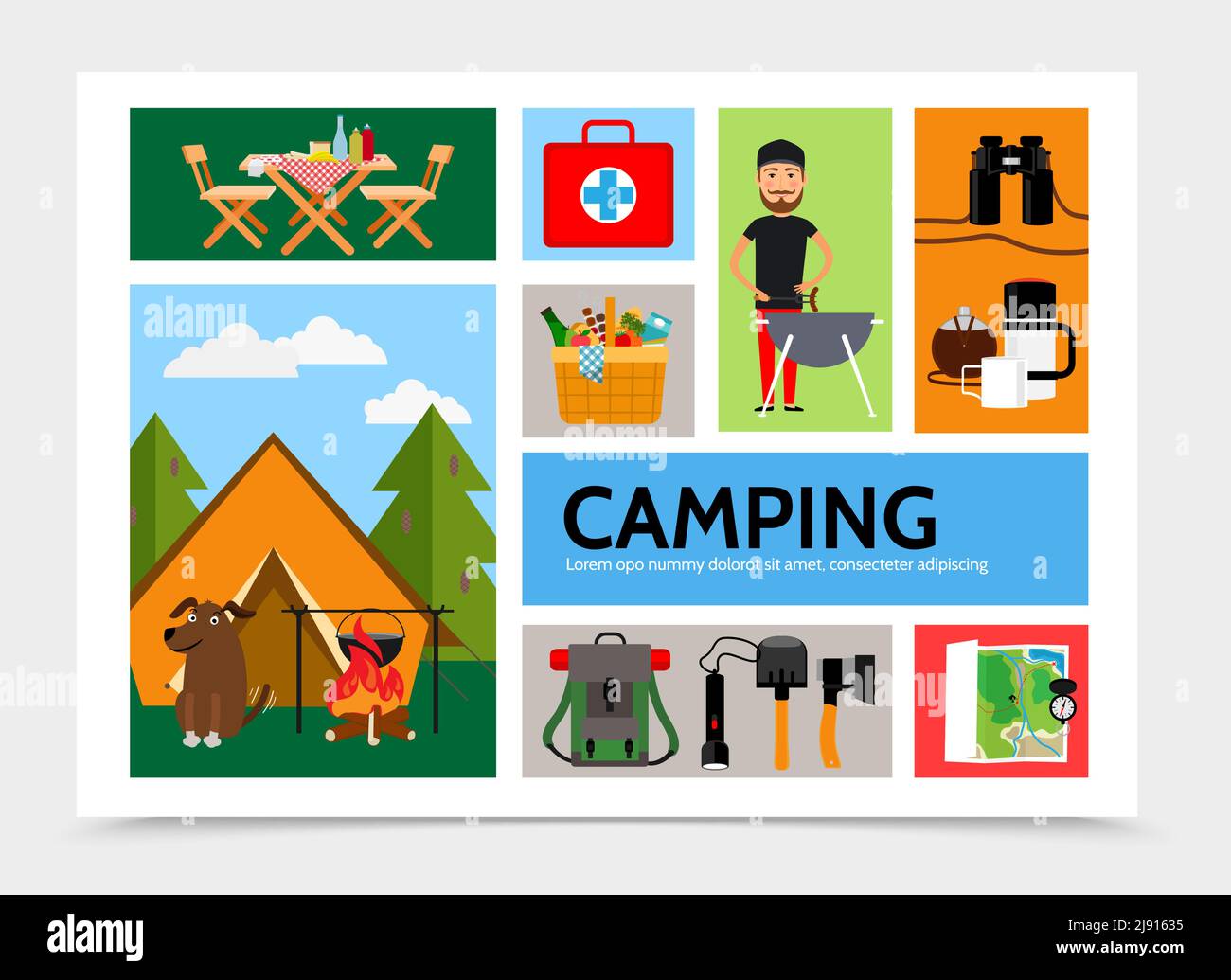 Backpack binoculars icon flat hi-res stock photography and images - Alamy