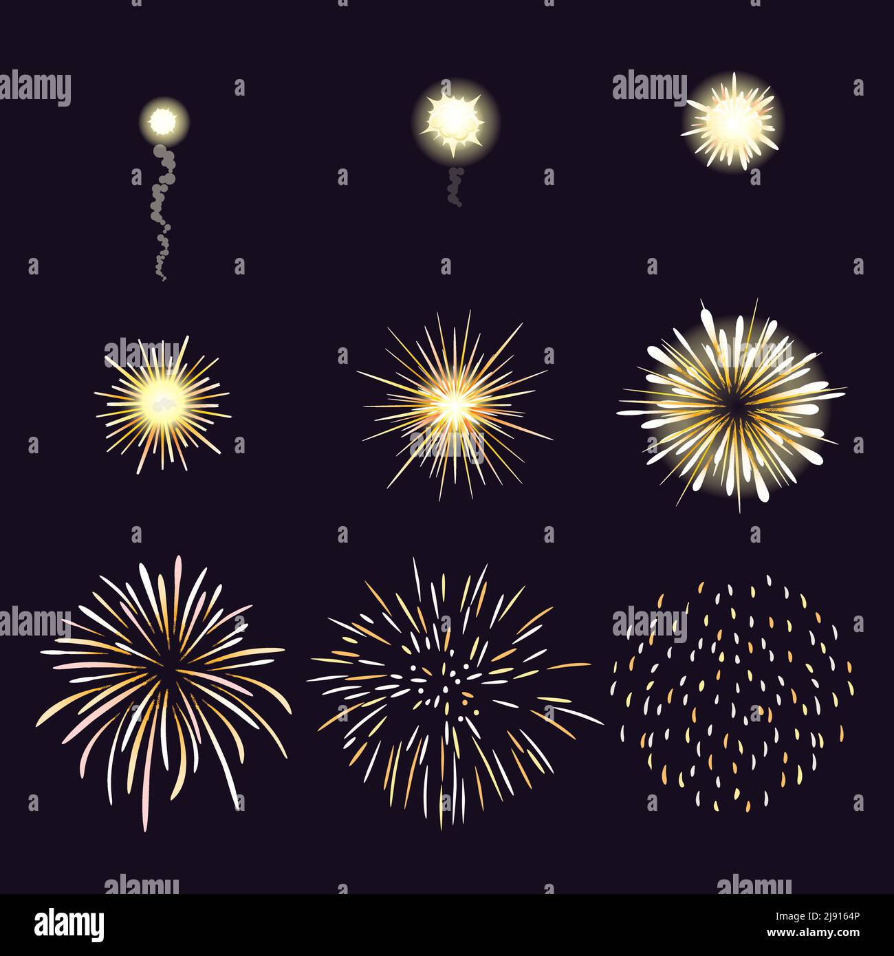 Animation of firework effect in cartoon comic style. Festival and event ...
