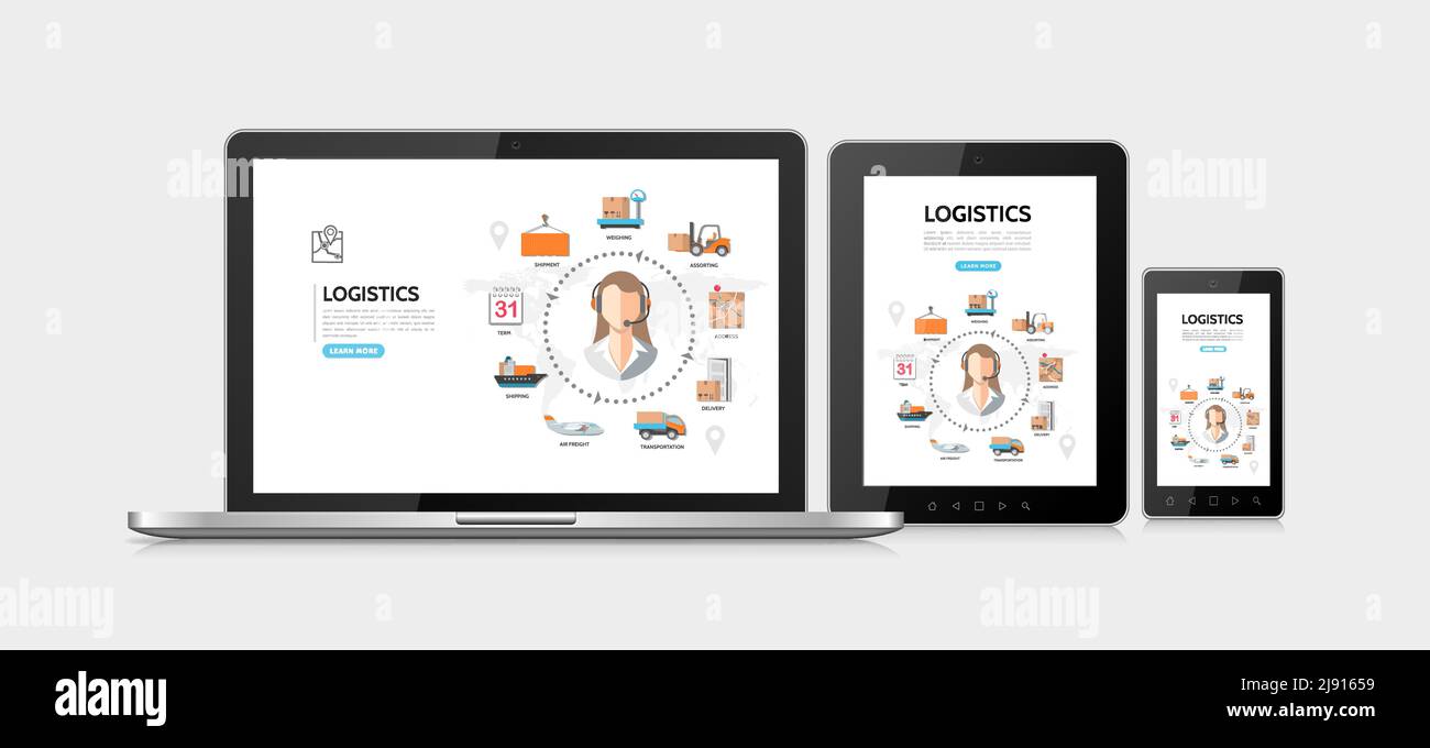 Flat delivery service adaptive design concept with different steps of ...