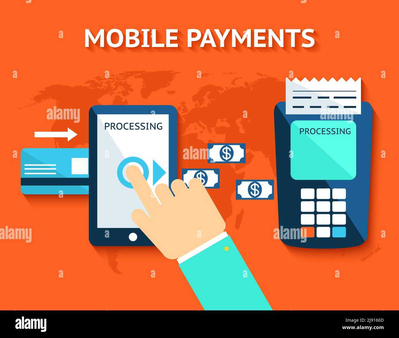 Mobile payments and near field communication. Transaction and paypass and NFC. Vector ...