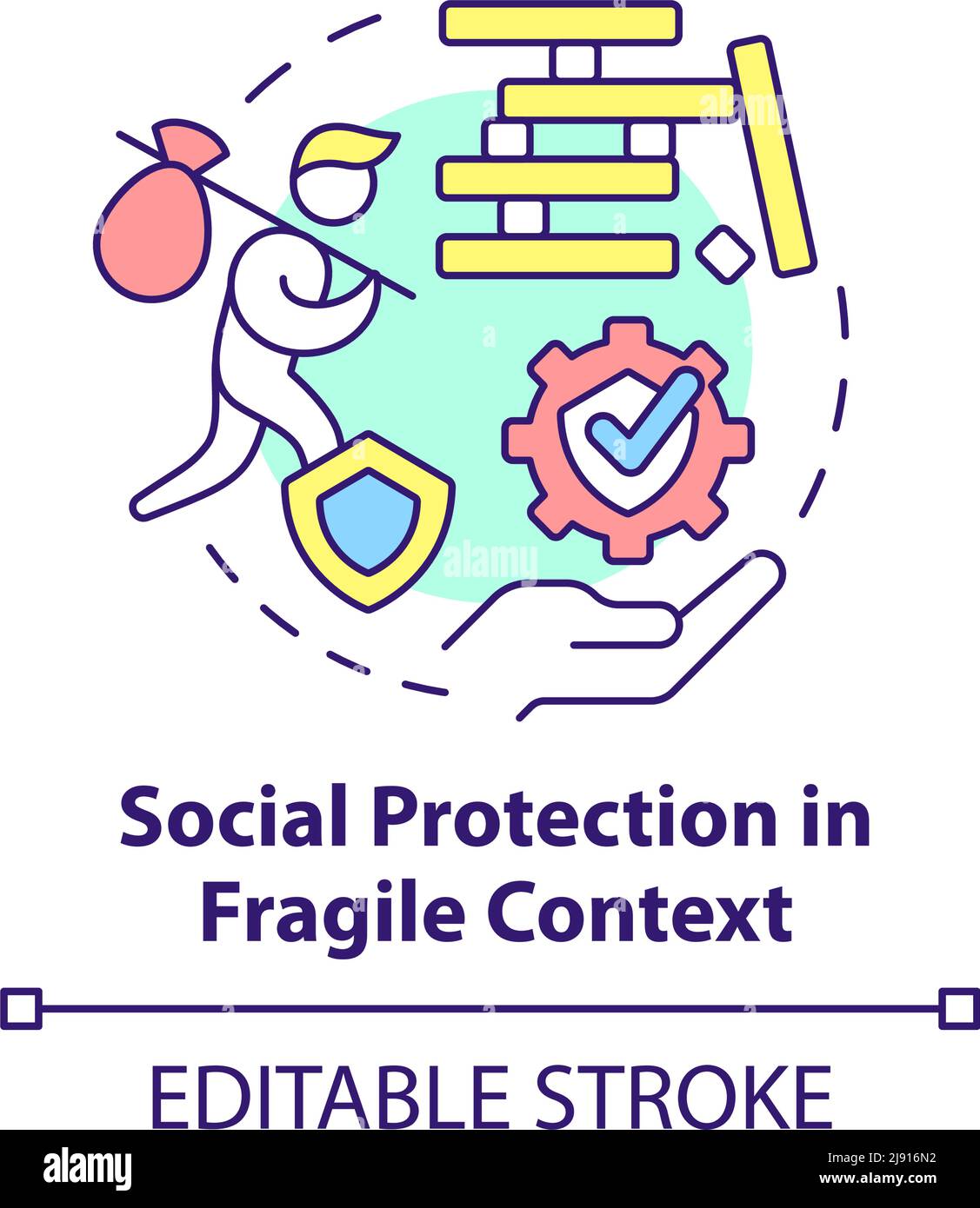 Social protection in fragile context concept icon Stock Vector Image ...
