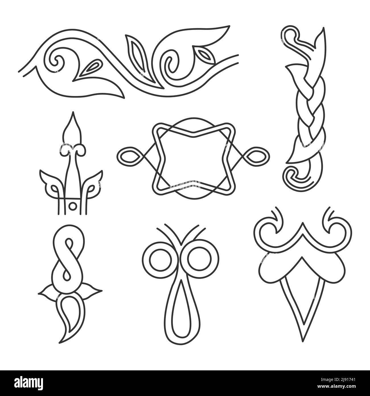 Set of text vignettes and rosettes. Vector clipart Stock Vector Image ...