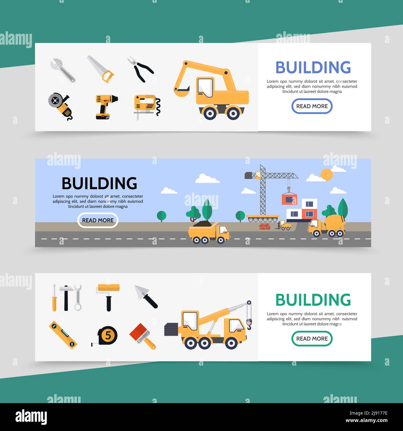 Banners excavator Stock Vector Images - Alamy