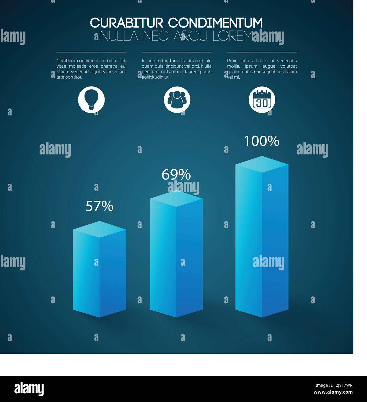 Business web presentation infographics with 3d blue columns three steps ...