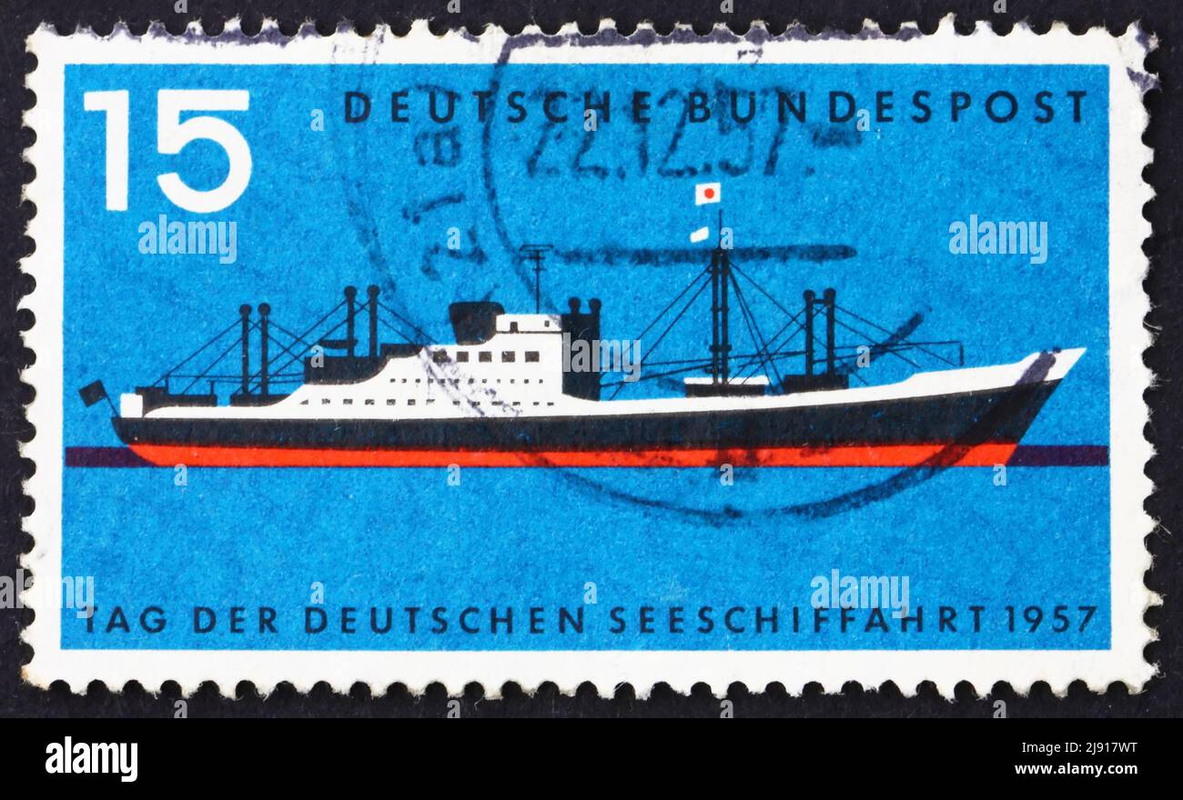 GERMANY - CIRCA 1957: a stamp printed in the Germany shows Modern ...