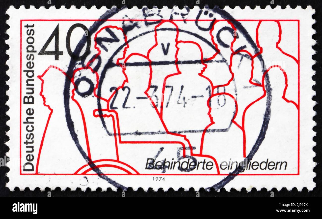GERMANY - CIRCA 1974: a stamp printed in the Germany shows Handicapped ...