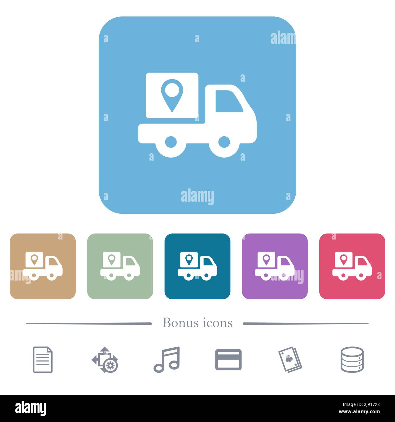 Package delivery tracking solid white flat icons on color rounded ...