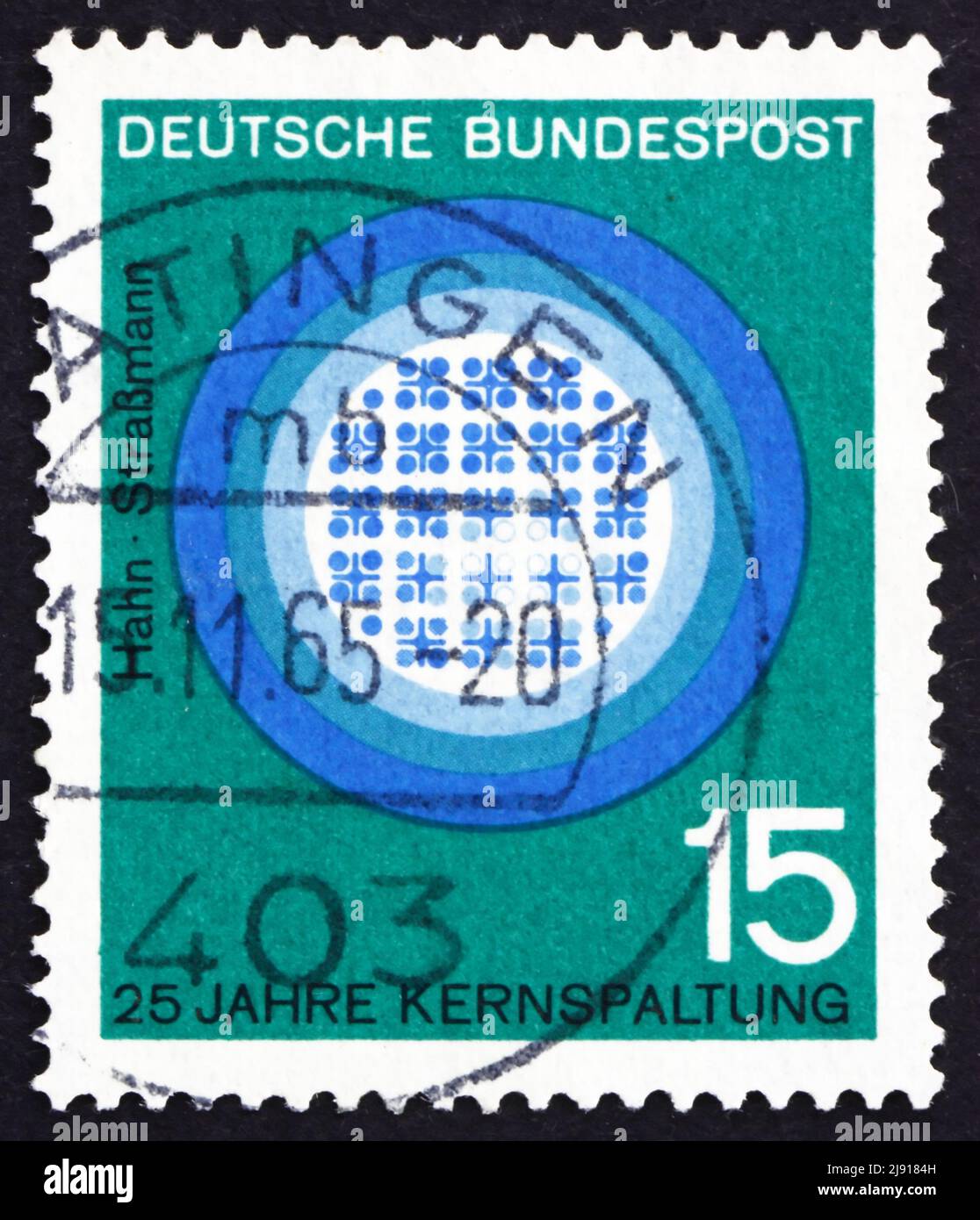 GERMANY - CIRCA 1964: a stamp printed in the Germany shows Nuclear ...