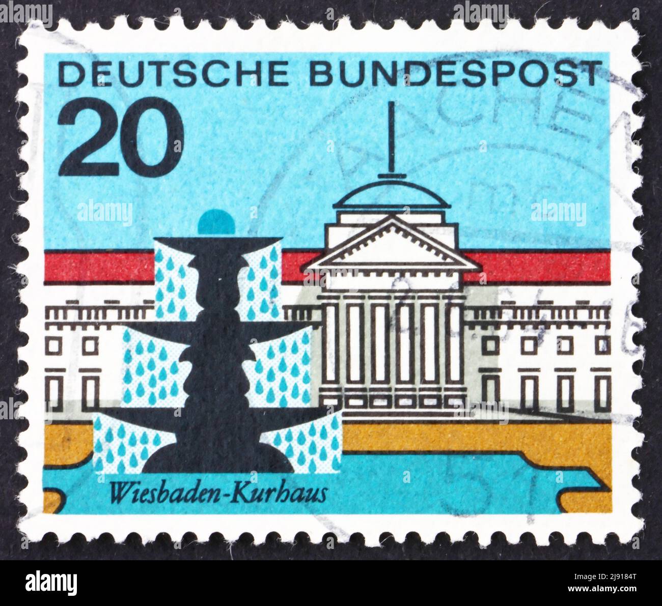 GERMANY - CIRCA 1964: a stamp printed in the Germany shows Fountain and ...