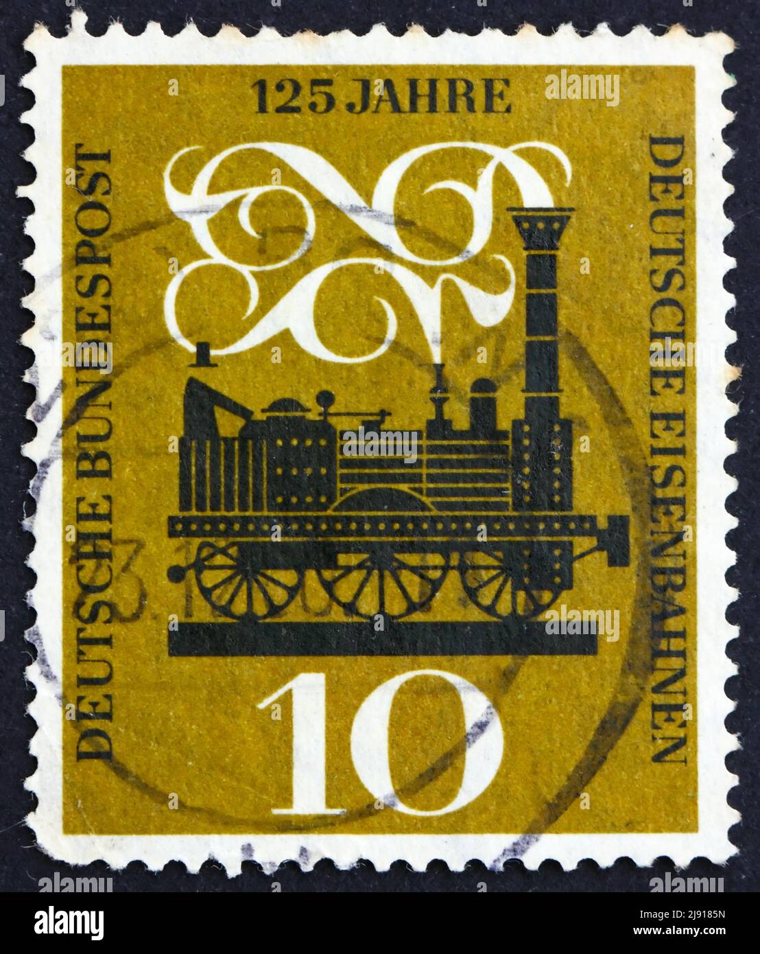 GERMANY - CIRCA 1960: a stamp printed in the Germany shows Steam ...