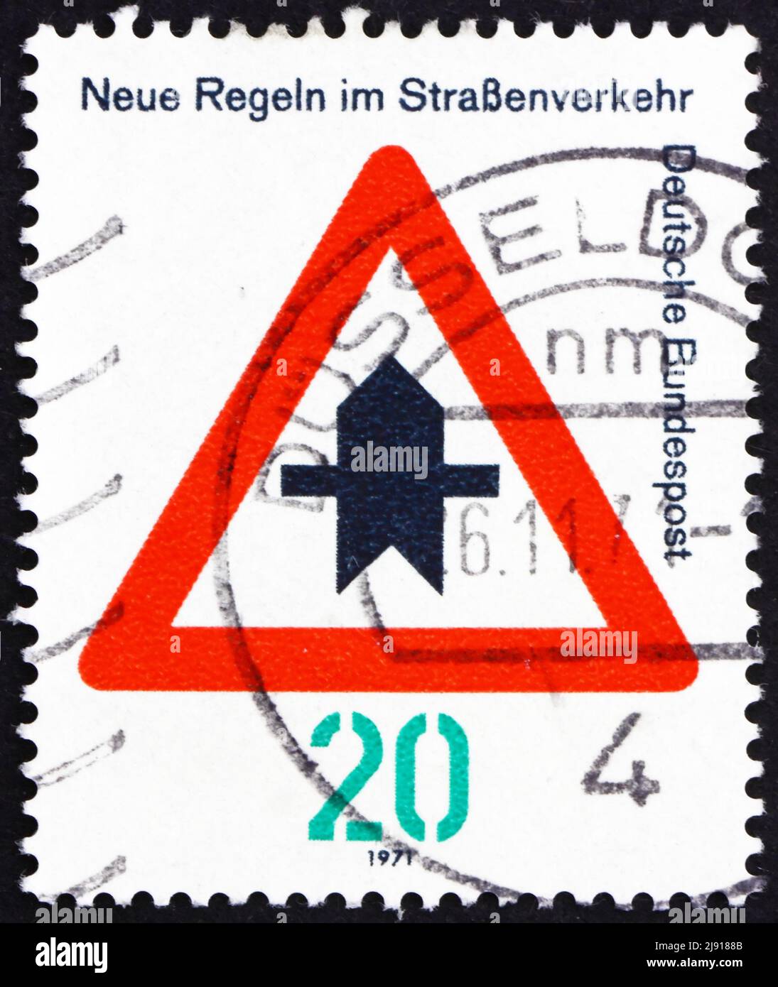 GERMANY - CIRCA 1971: a stamp printed in the Germany shows Proceed with ...