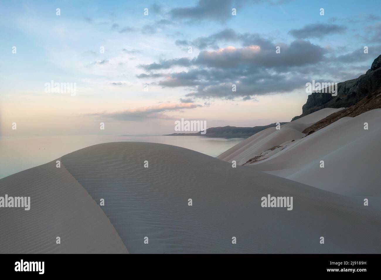Sand dunes at Arher Beach at the eastern tip of Socotra, Yemen, taken in November 2021, post ...