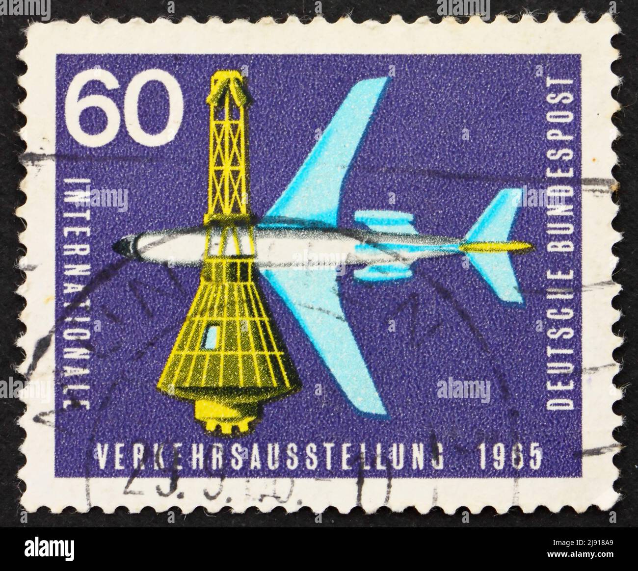 GERMANY - CIRCA 1965: a stamp printed in the Germany shows Jet Plane ...