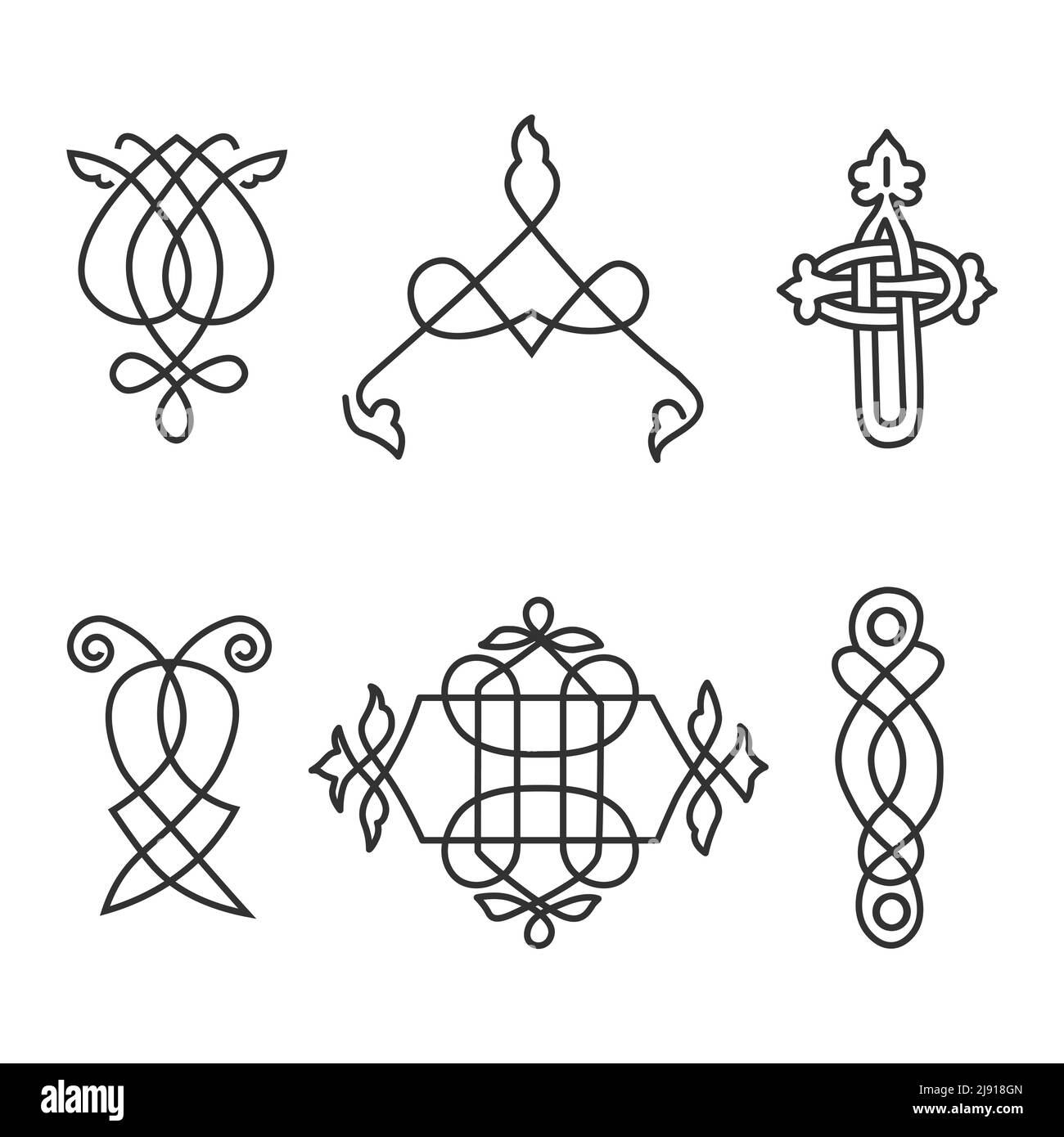 Set of text vignettes and rosettes. Vector clipart Stock Vector Image ...