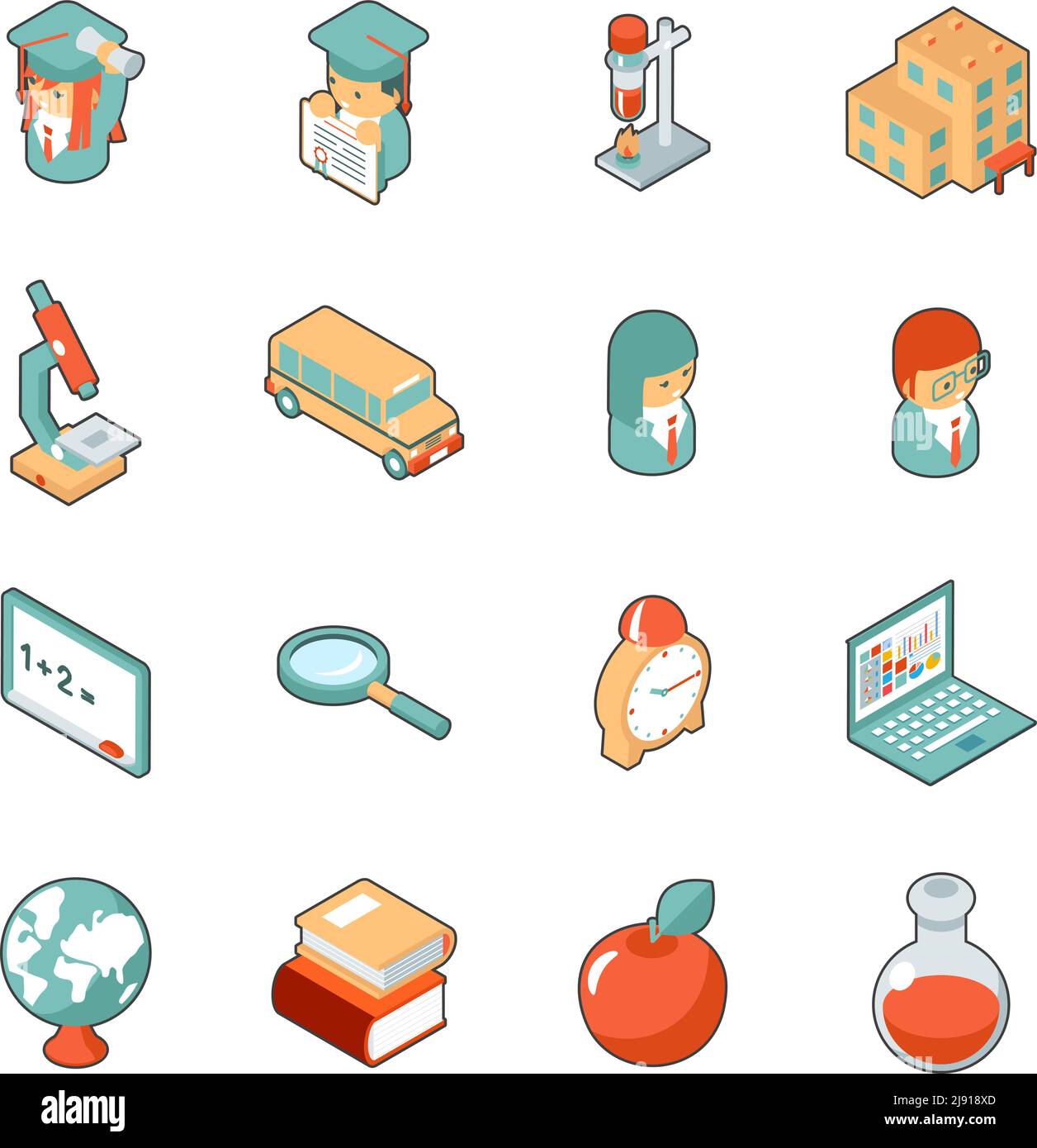 Education and school isometric 3d icons. Science and university ...