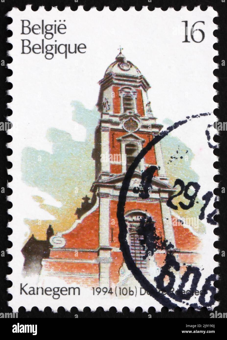 BELGIUM - CIRCA 1994: a stamp printed in the Belgium shows Church of St ...