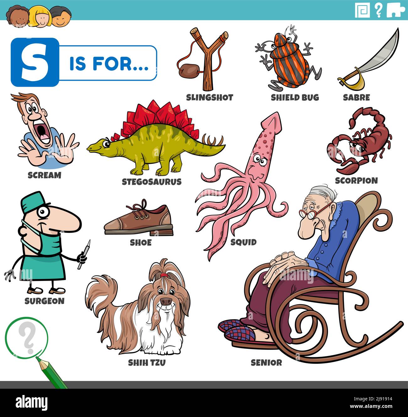 educational cartoon illustration for children with comic characters and ...