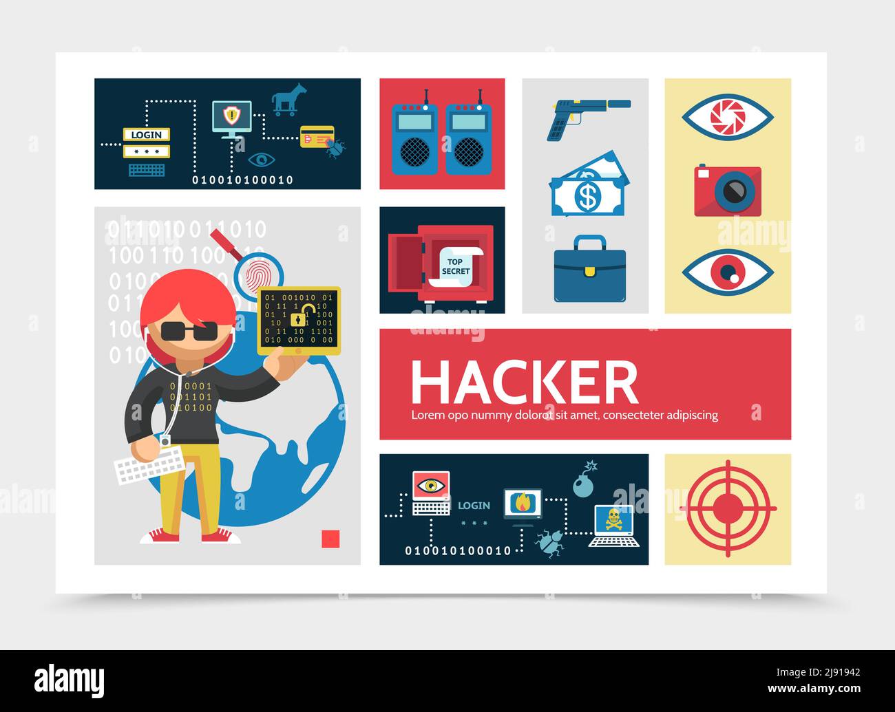)Flat Hacker Activity Infographic Template Stock Vector Image & Art - Alamy