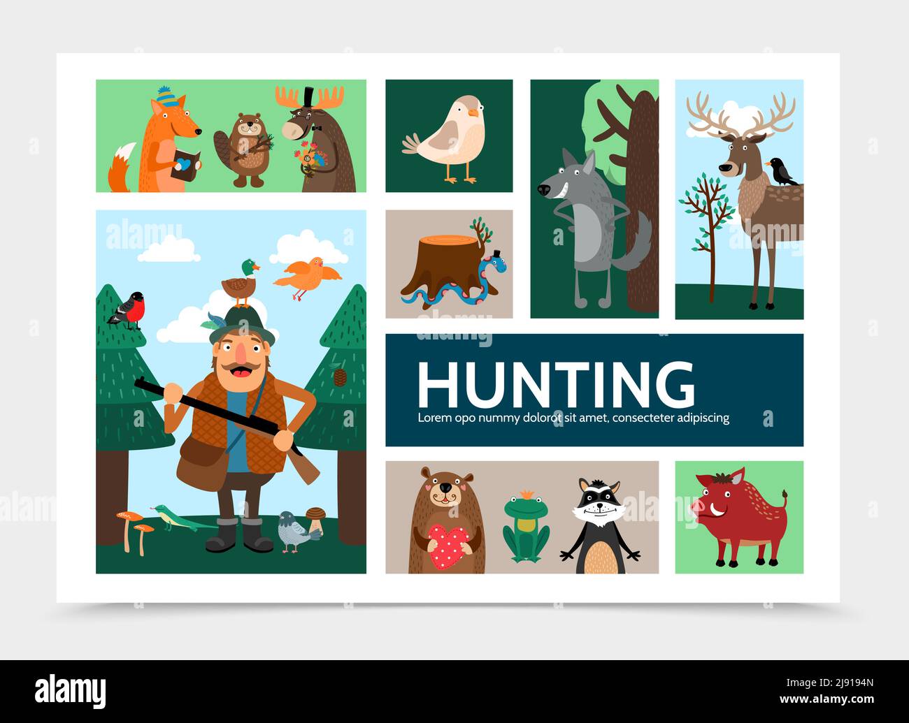 Hunting infographics set hi-res stock photography and images - Alamy