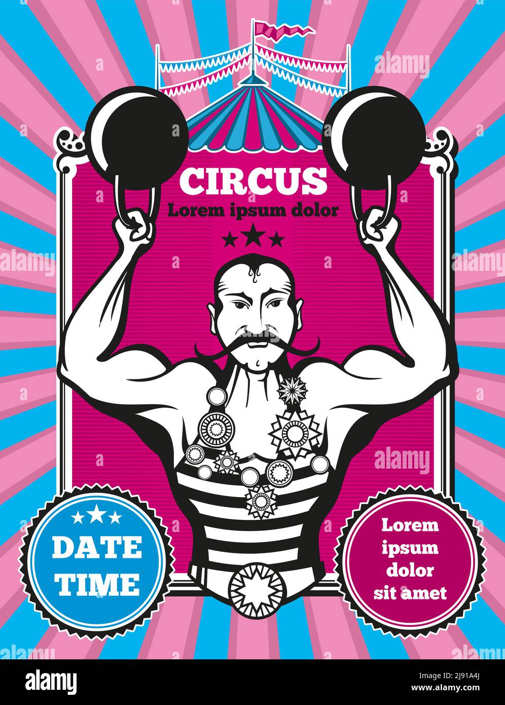 Retro vintage vector circus poster. Poster vintage circus, design ...