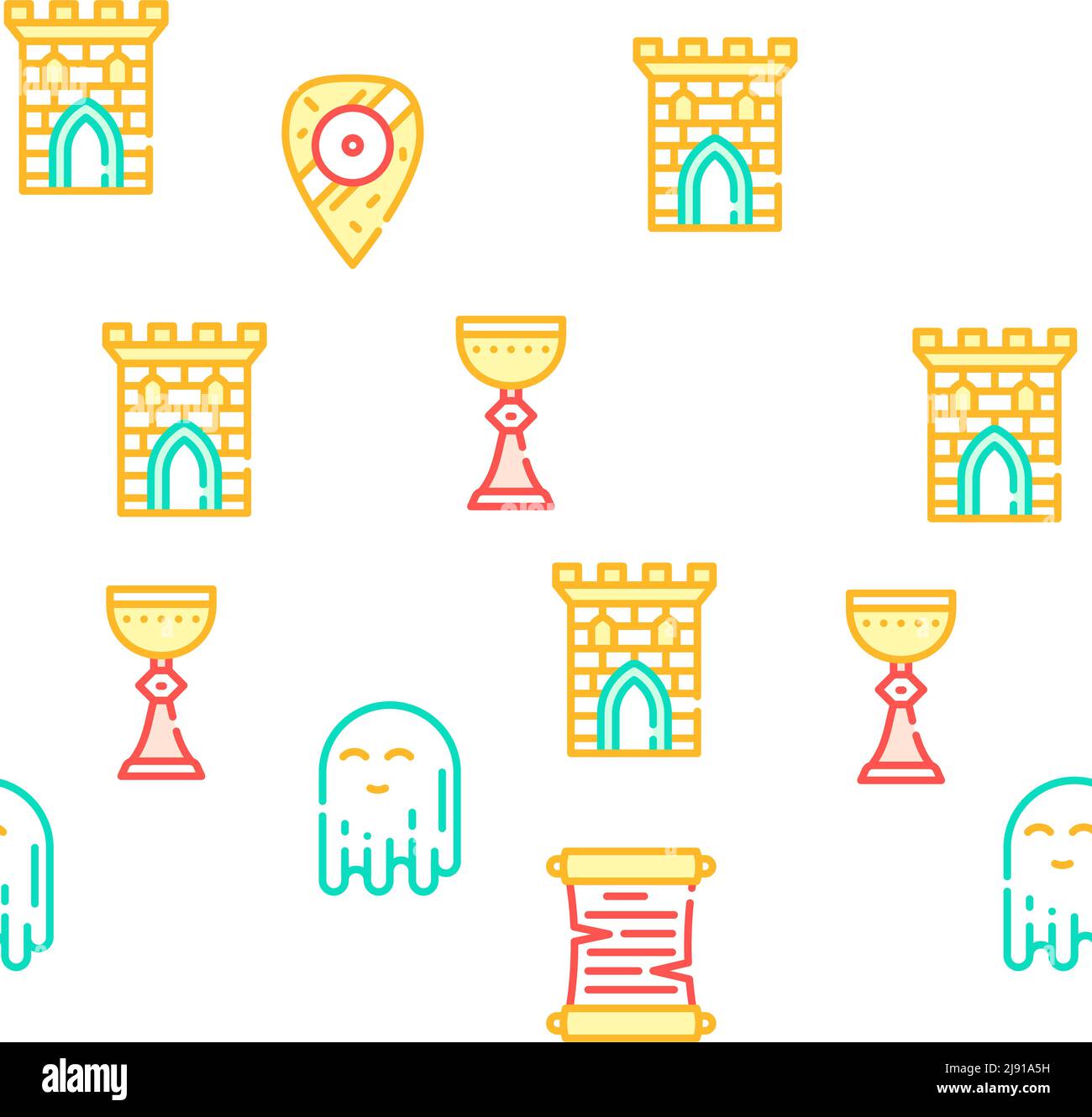 Medieval Middle Age Collection Icons Set Vector Stock Vector Image ...