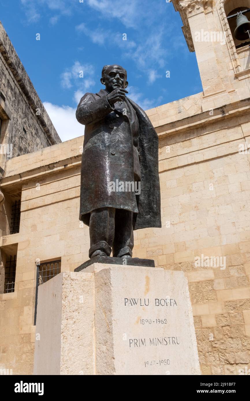 Paul Boffa Monument, Valletta, Malta Stock Photo - Alamy