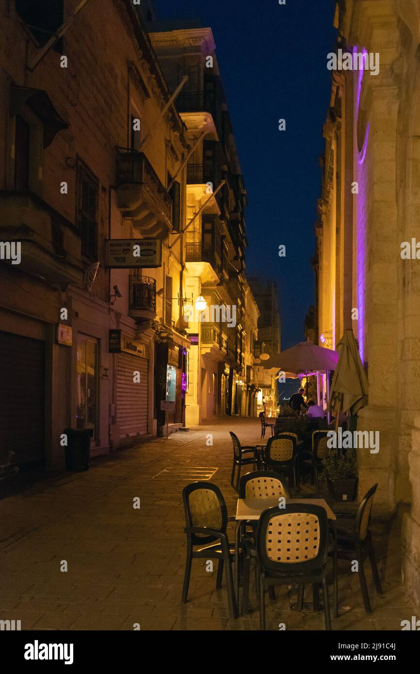 Street at night, Valletta, Malta Stock Photo - Alamy